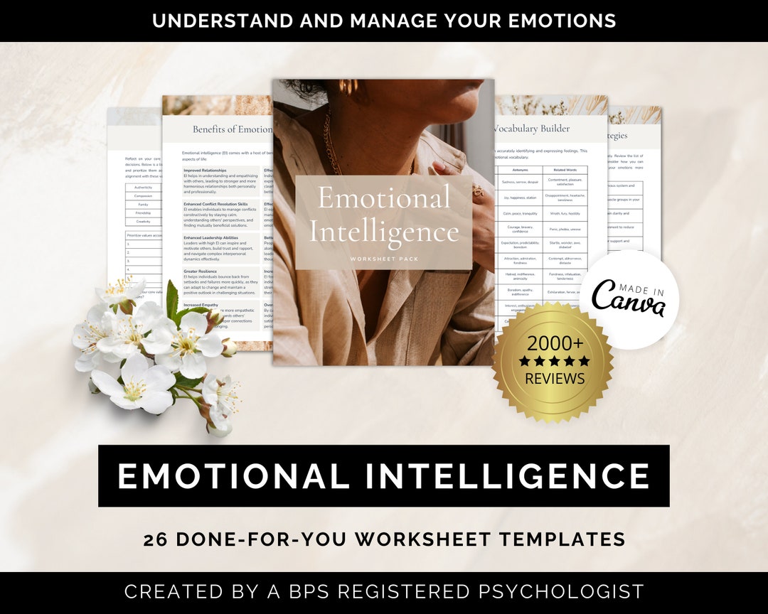 Emotional Intelligence Worksheet Canva Template: Self-care Workbook ...