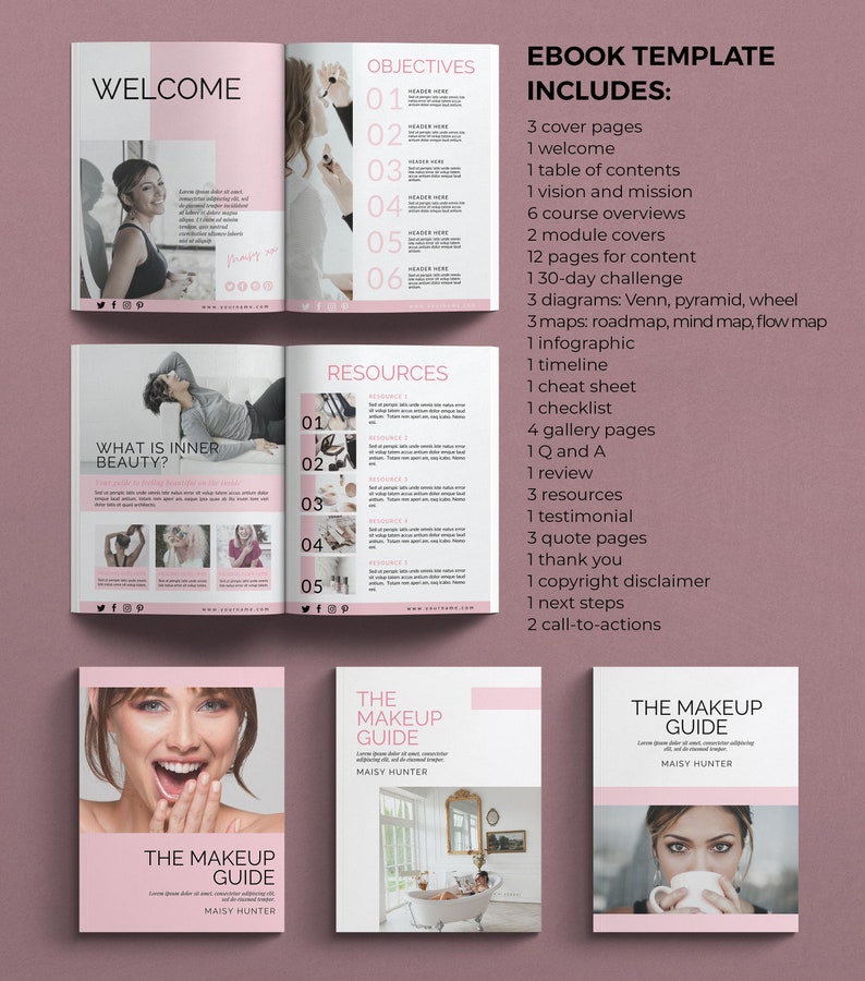 Beauty Blogger Canva Template Beauty Ebook Template Makeup | Etsy