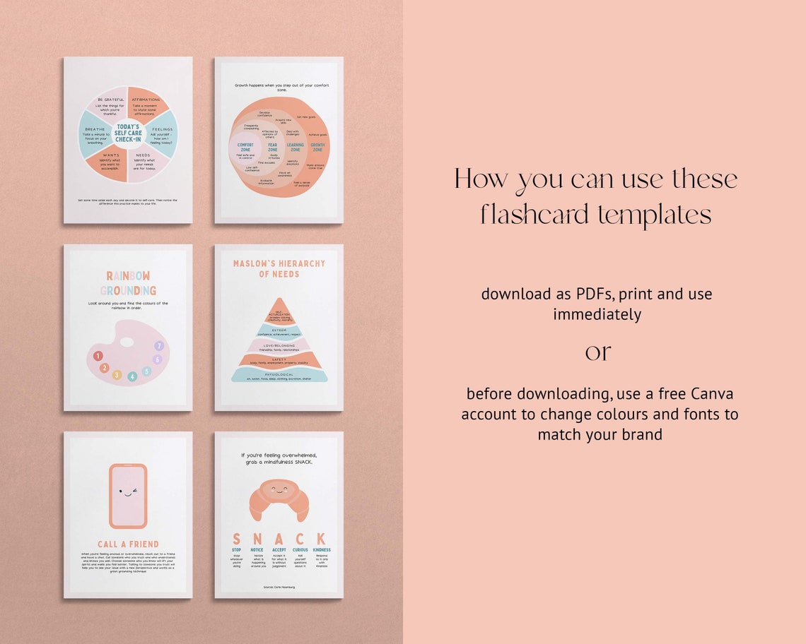 Anxiety Coping Skill Flashcard Canva Templates Anxiety Coping - Etsy