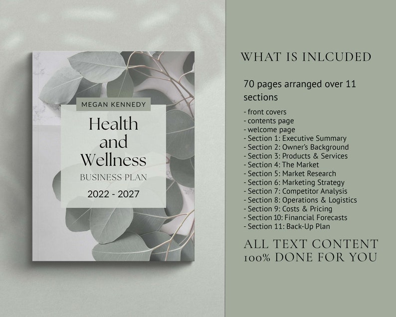 Health and Wellness Business Plan Canva Template Health - Etsy