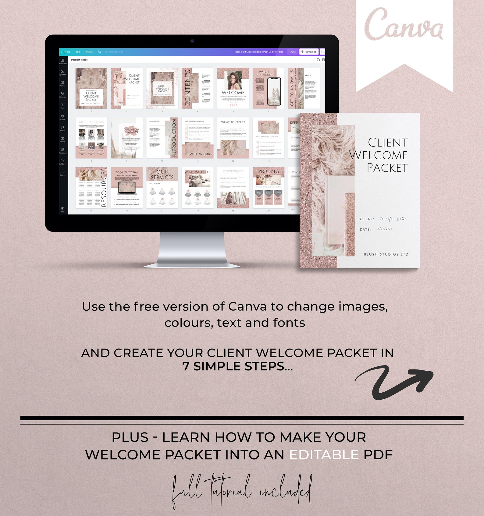 Client Welcome Kit Client Welcome Packet Template Canva - Etsy Canada