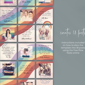 Rainbow Instagram Puzzle Grid Template, Instagram Canva Template ...