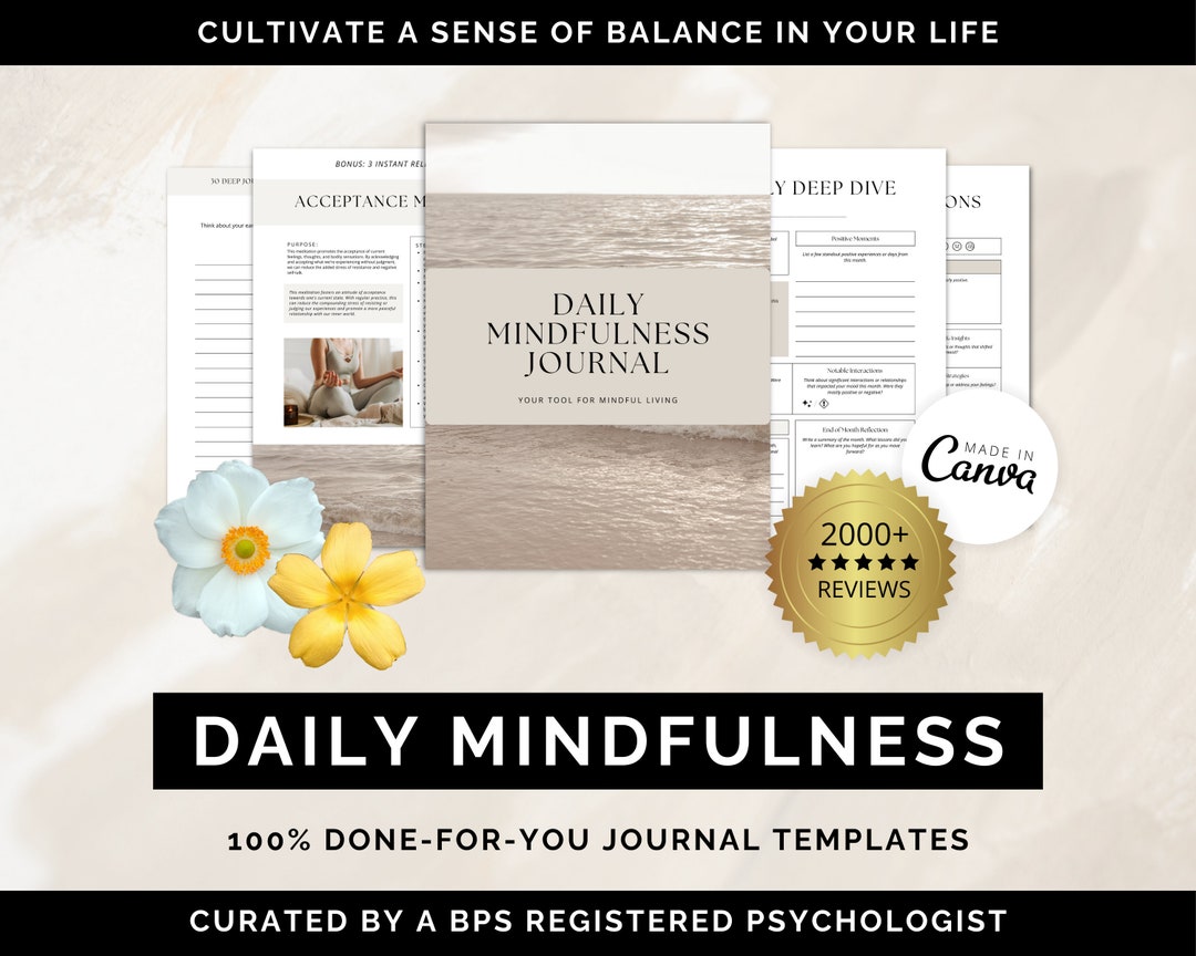 Daily Mindfulness Journal Canva Templates: Coaching Workbook (digital ...