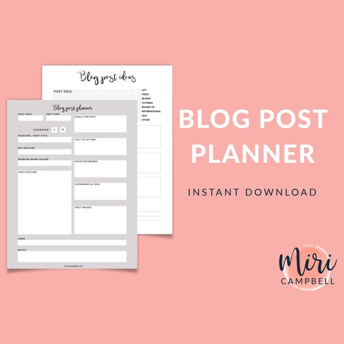 Printable Blog Post Planner Blogging Planner Blog Post Idea - Etsy