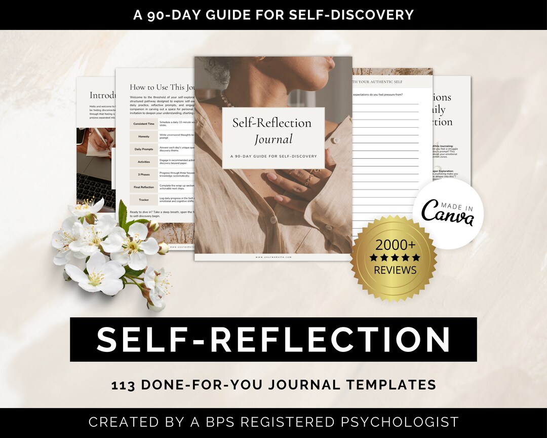 Self-discovery Journal Canva Template: 90-day Self-reflection Workbook ...