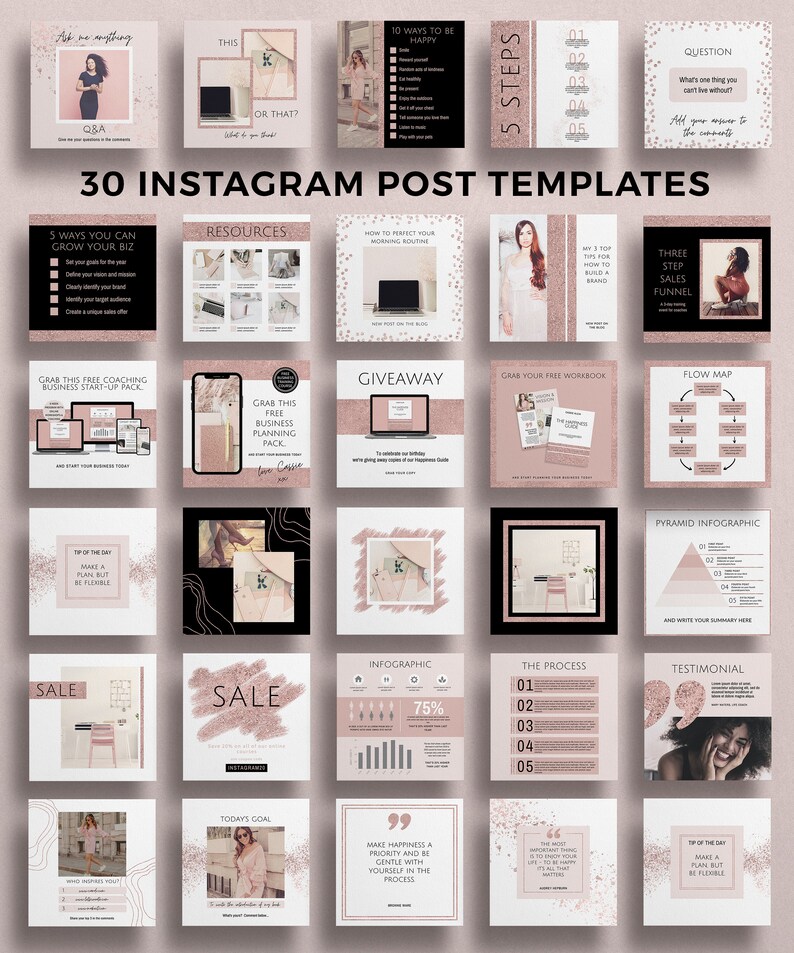 Rose Gold Instagram Post Templates Rose Gold Instagram Story - Etsy UK