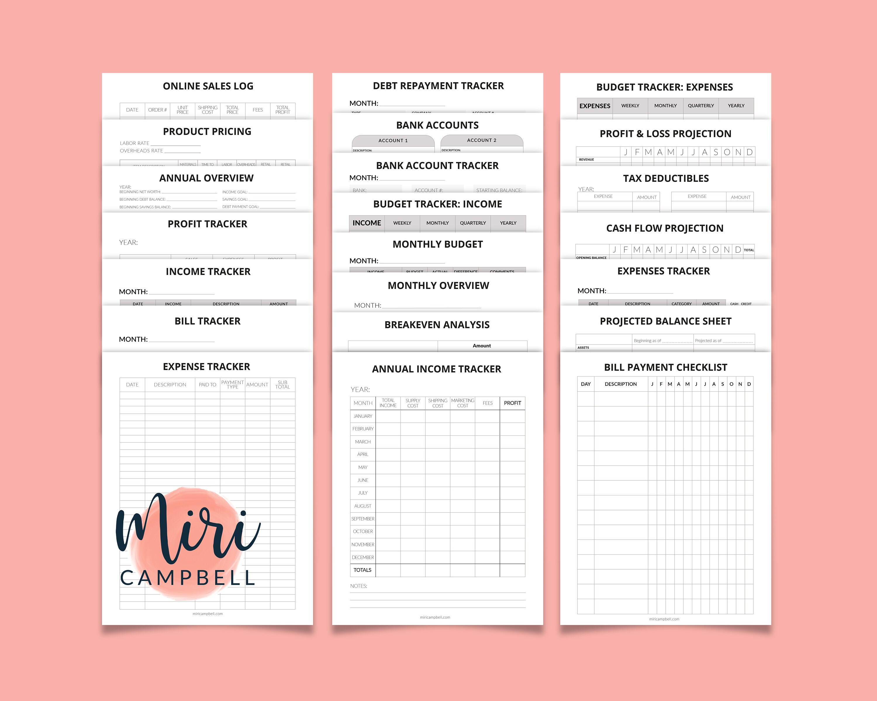 Business Finance Planner: Printable Budget Tracker (PDF) - Etsy