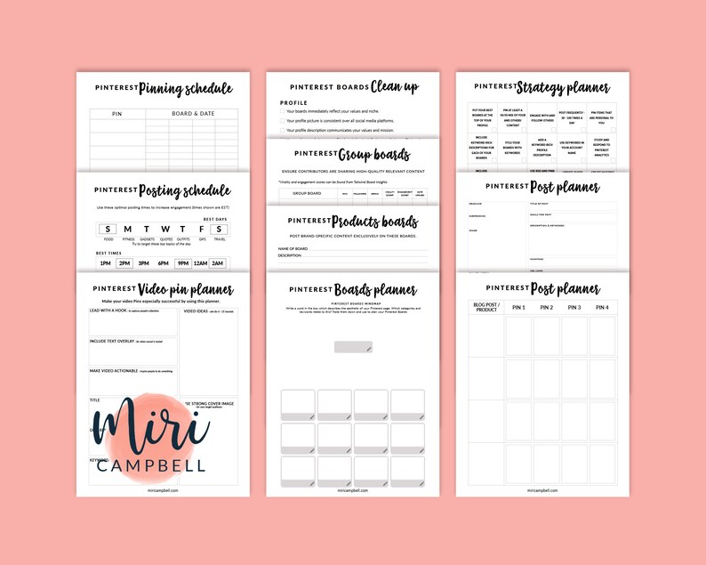 Pinterest Planner Printable Pinterest Strategy Planner - Etsy