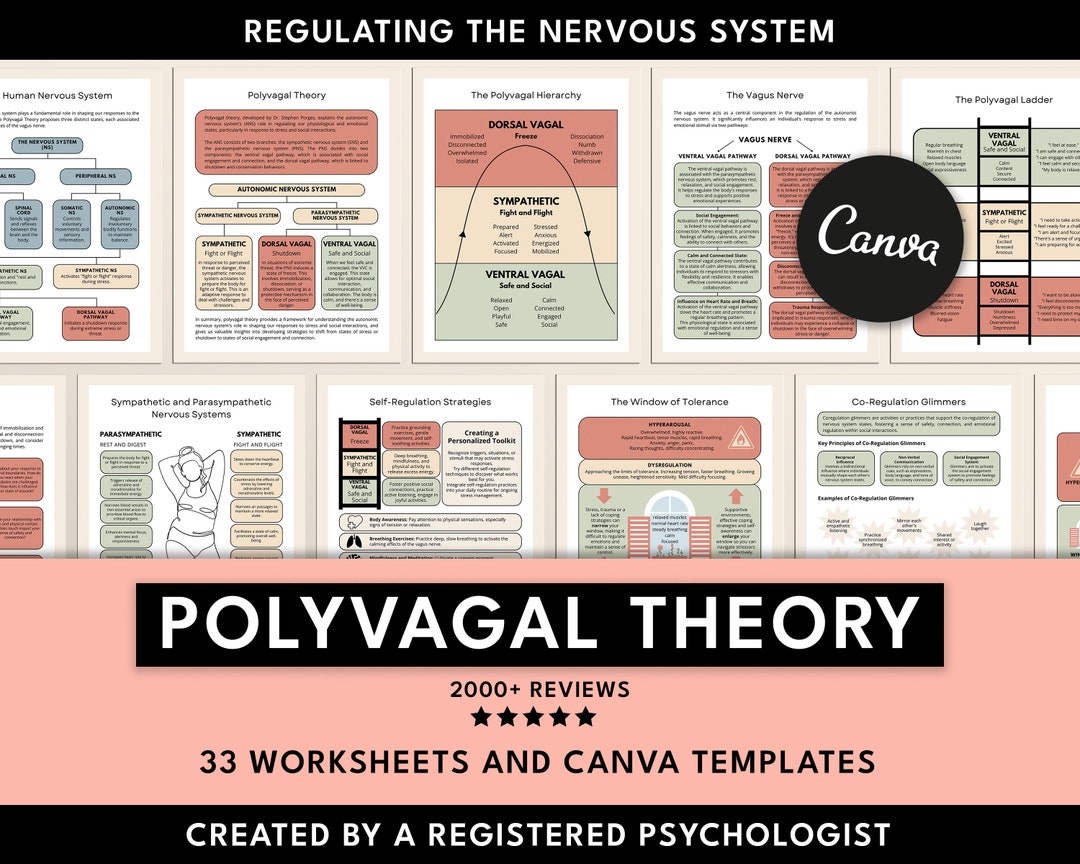 Polyvagal Theory Worksheets: Nervous System Regulation, Canva Template ...