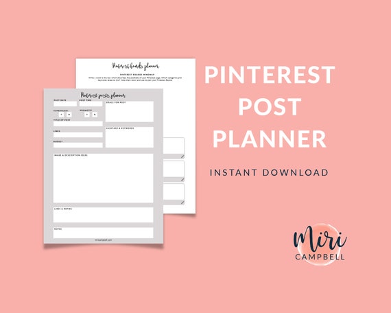 Pinterest Post Planner Printable Pinterest Planner Pinterest | Etsy