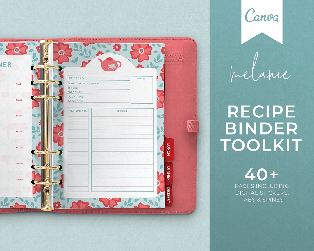 Cookbook Template Canva Template Recipe Folder Personalized Recipe