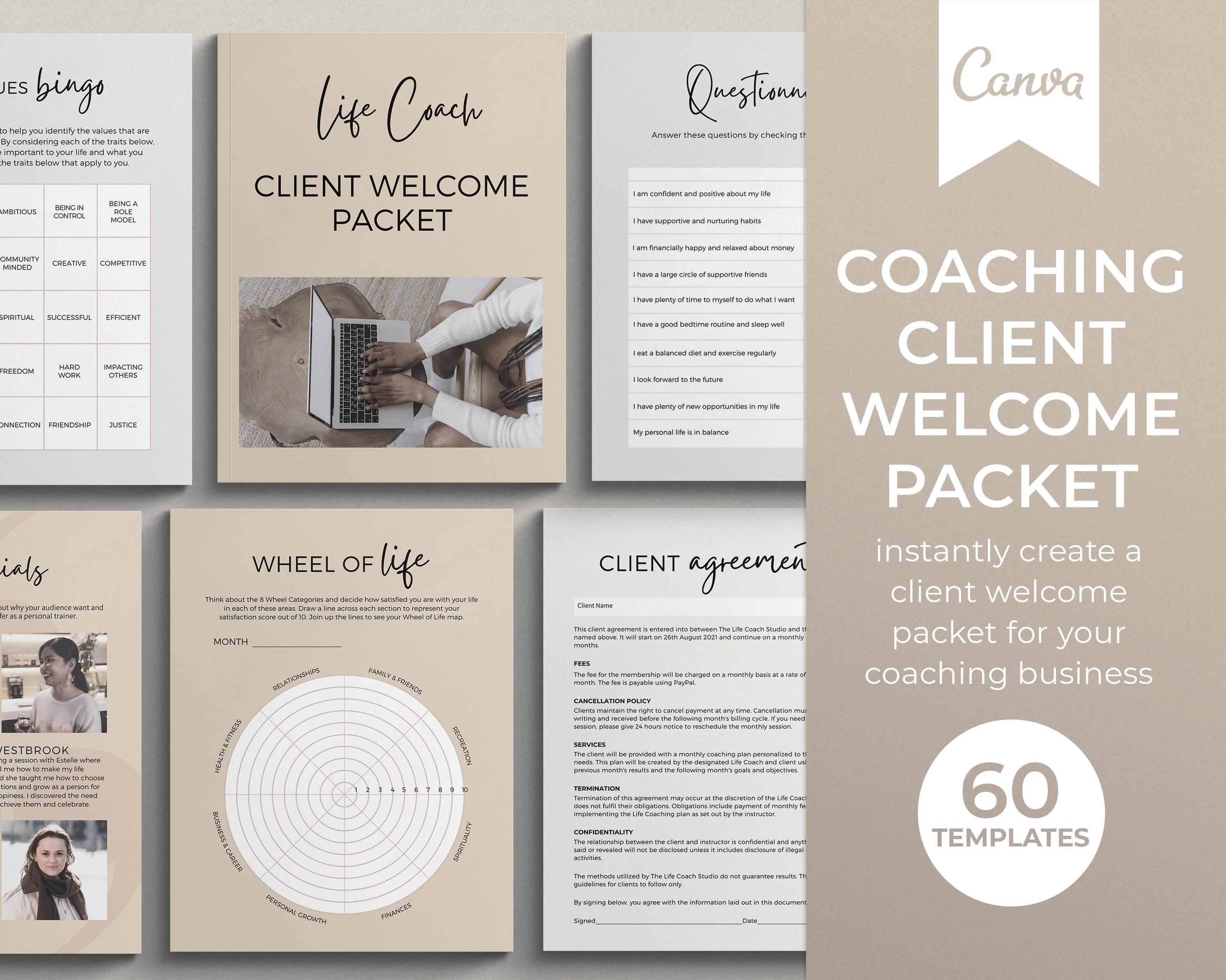 Coaching Client Welcome Packet: Canva Template, Business Forms - Etsy