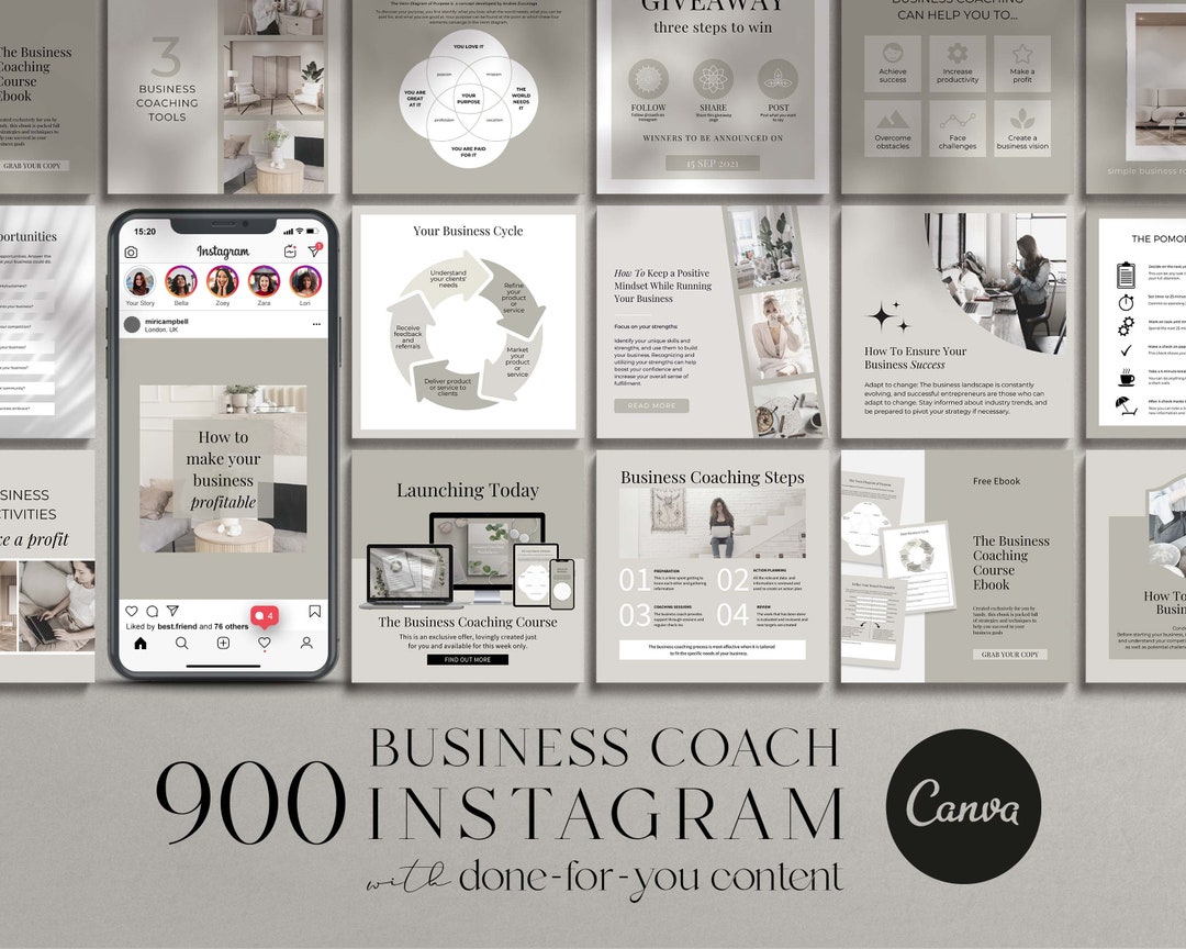 Business Coaching Instagram Templates, Canva Template, Business Coach ...
