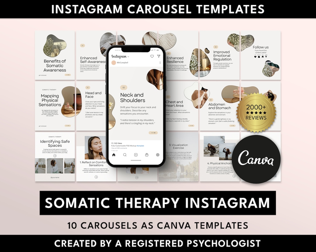 Somatic Therapy Instagram Carousel Canva Templates, Therapy Instagram ...