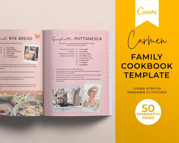 Family Cookbook Template for Canva Canva Family Recipe Book | Etsy