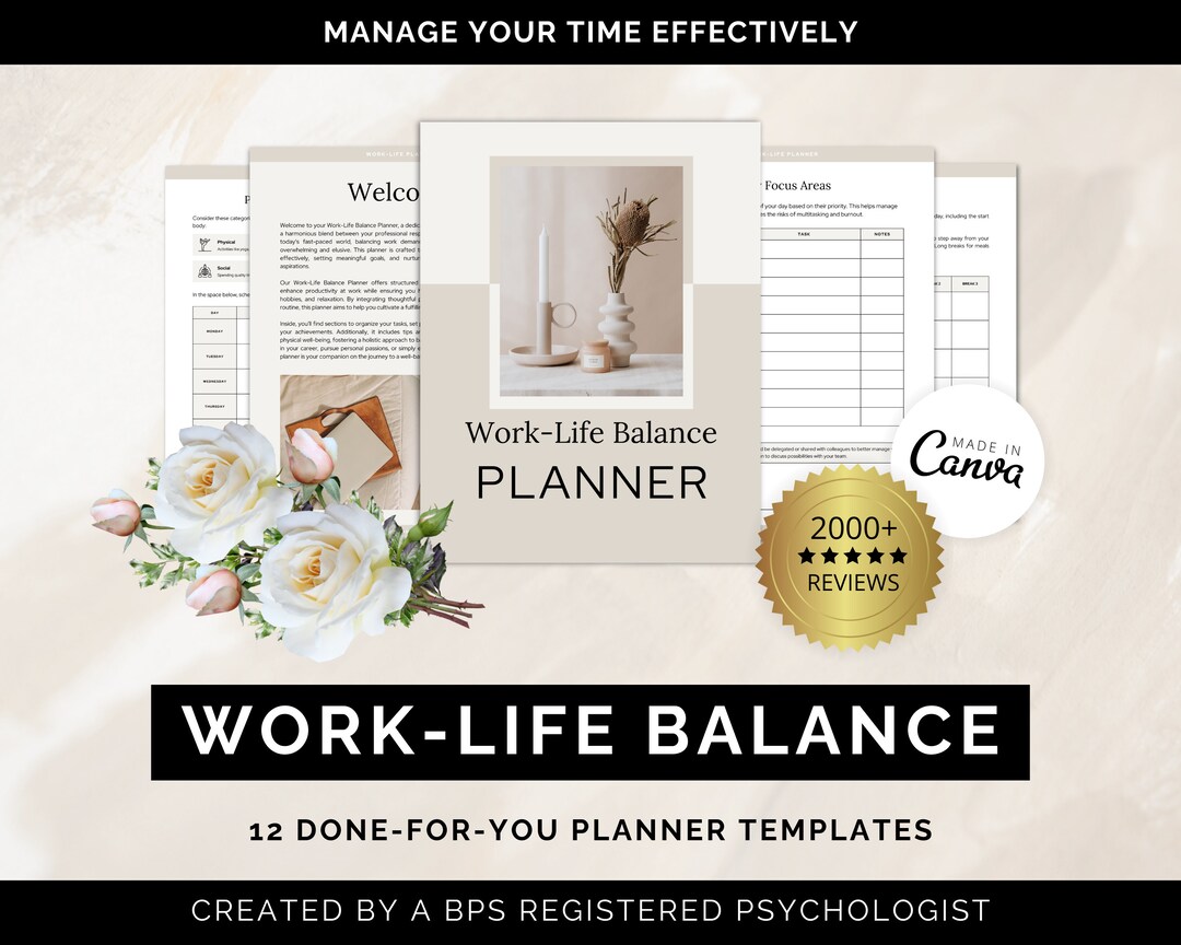 Work-life Balance Planner: SMART Goals, Daily Focus (canva Templates ...