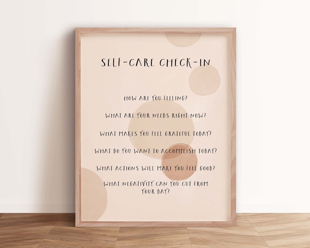 Self Care Check in Poster, Self Care Digital Poster, Mental Health ...