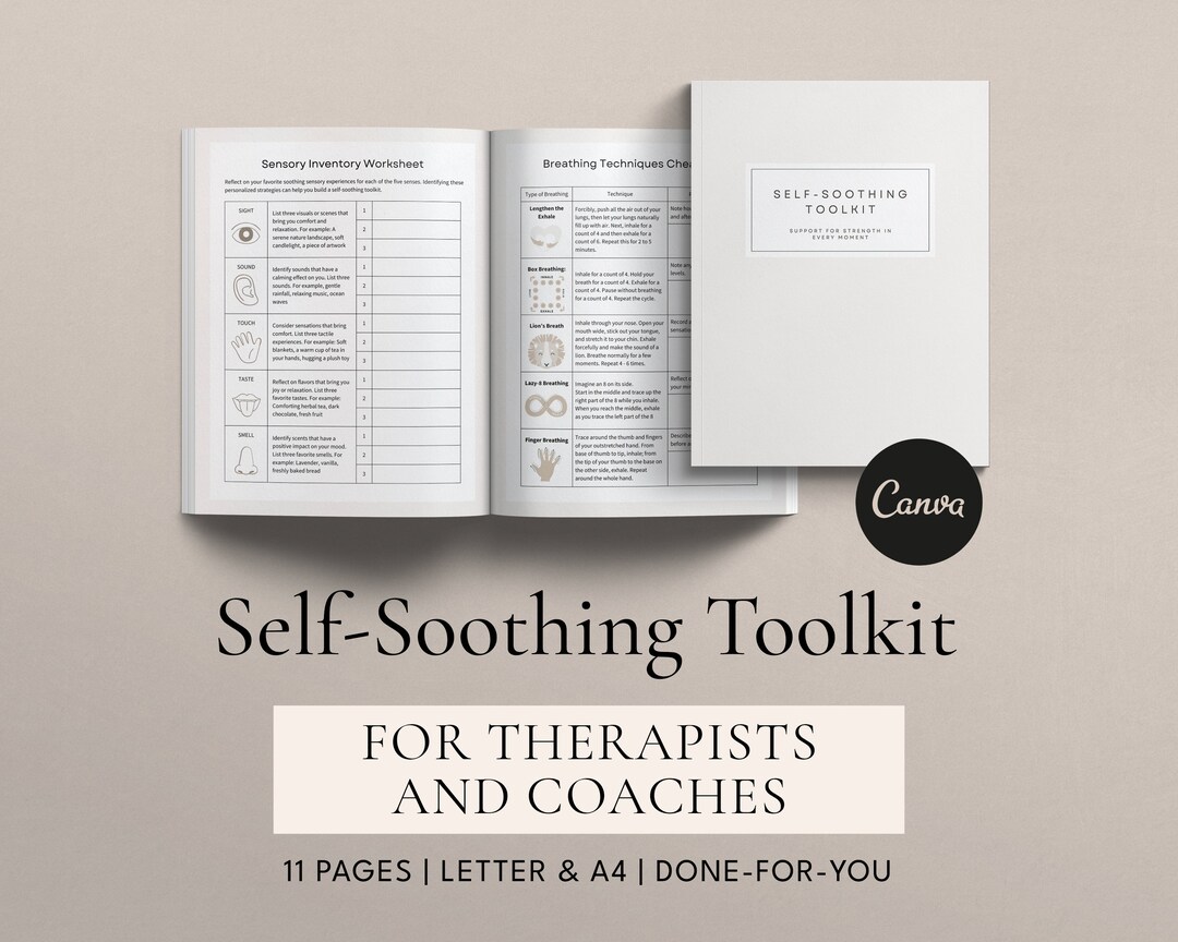 Self-soothing Toolkit Canva Templates, Mental Health Resource, Therapy ...