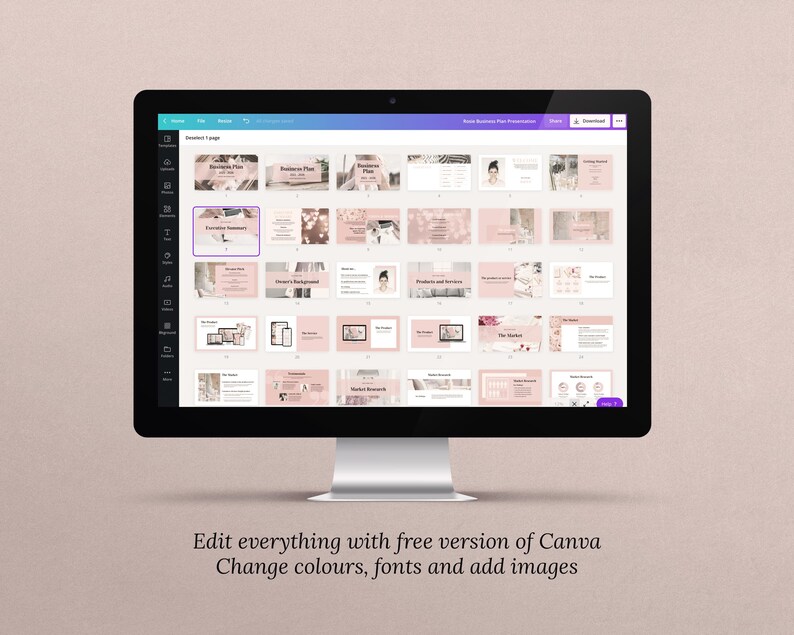 Canva Business Plan Template: 72-slide Presentation (digital Download ...