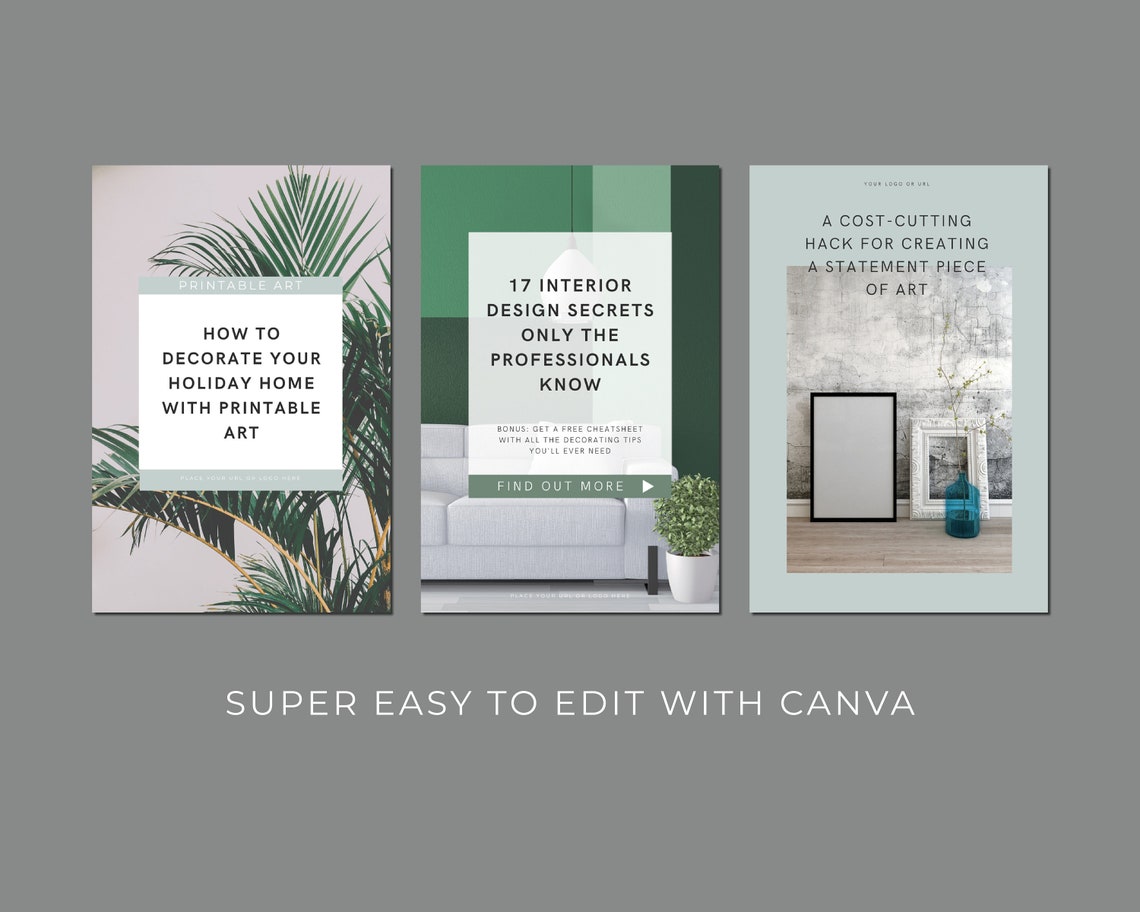 Pinterest Template Editable Canva Pinterest Template Set Pin | Etsy