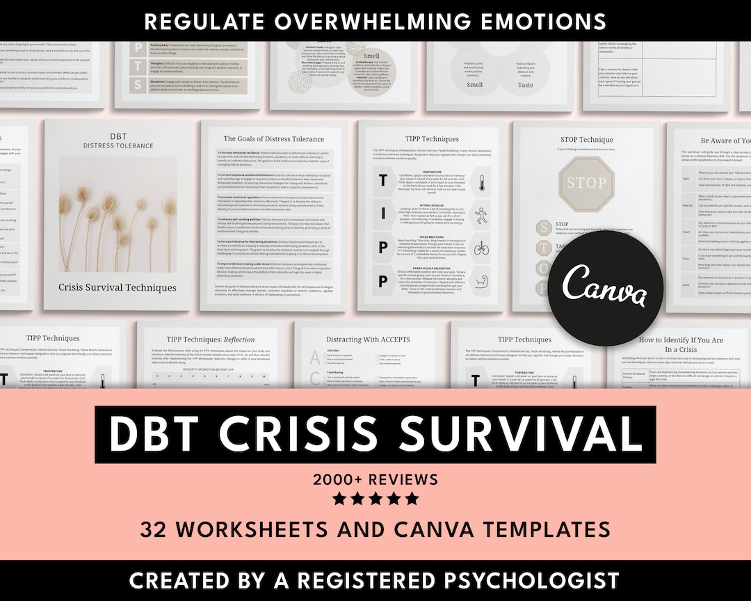 DBT Crisis Survival Skills Canva Templates, Crisis Survival Techniques ...