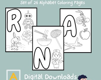 26 Printable Alphabet Cute Coloring Pages Worksheets for Kids ...