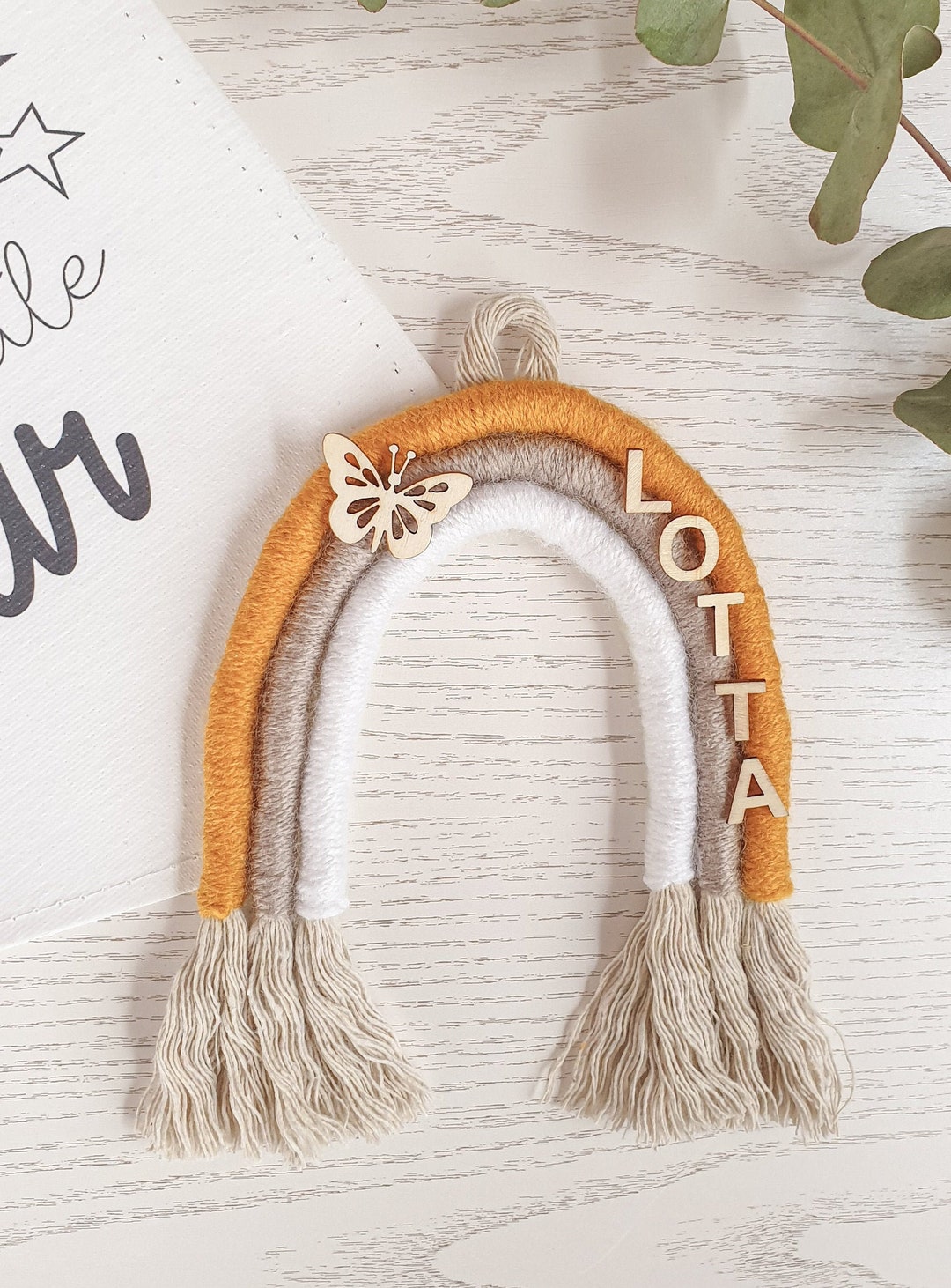 Rainbow With Name Macrame Wallhanhing Nursery CUSTOM - Etsy