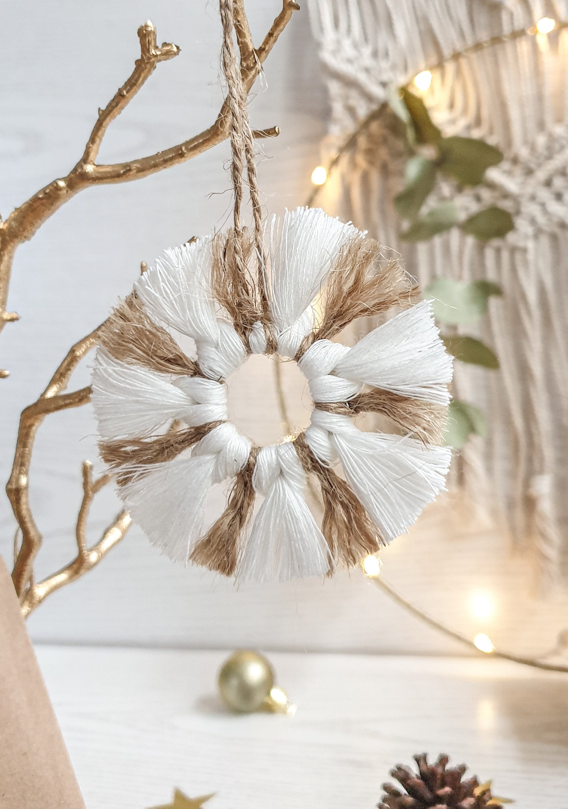 Macrame Set of 3 Christmas Tree Ornaments Hanger XMAS Ornament | Etsy