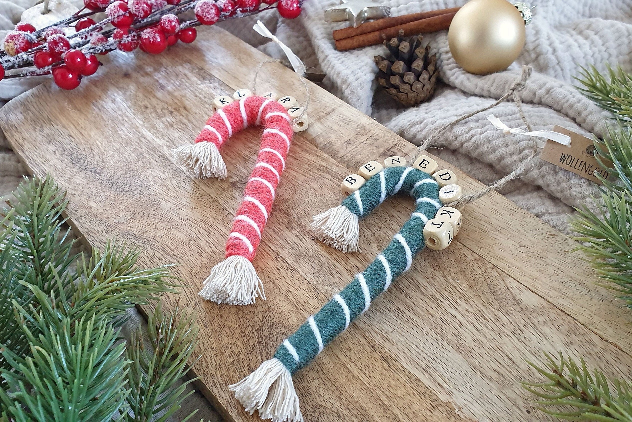 Macrame Candy Cane Christmas Tree Ornaments Hanger Charm - Etsy