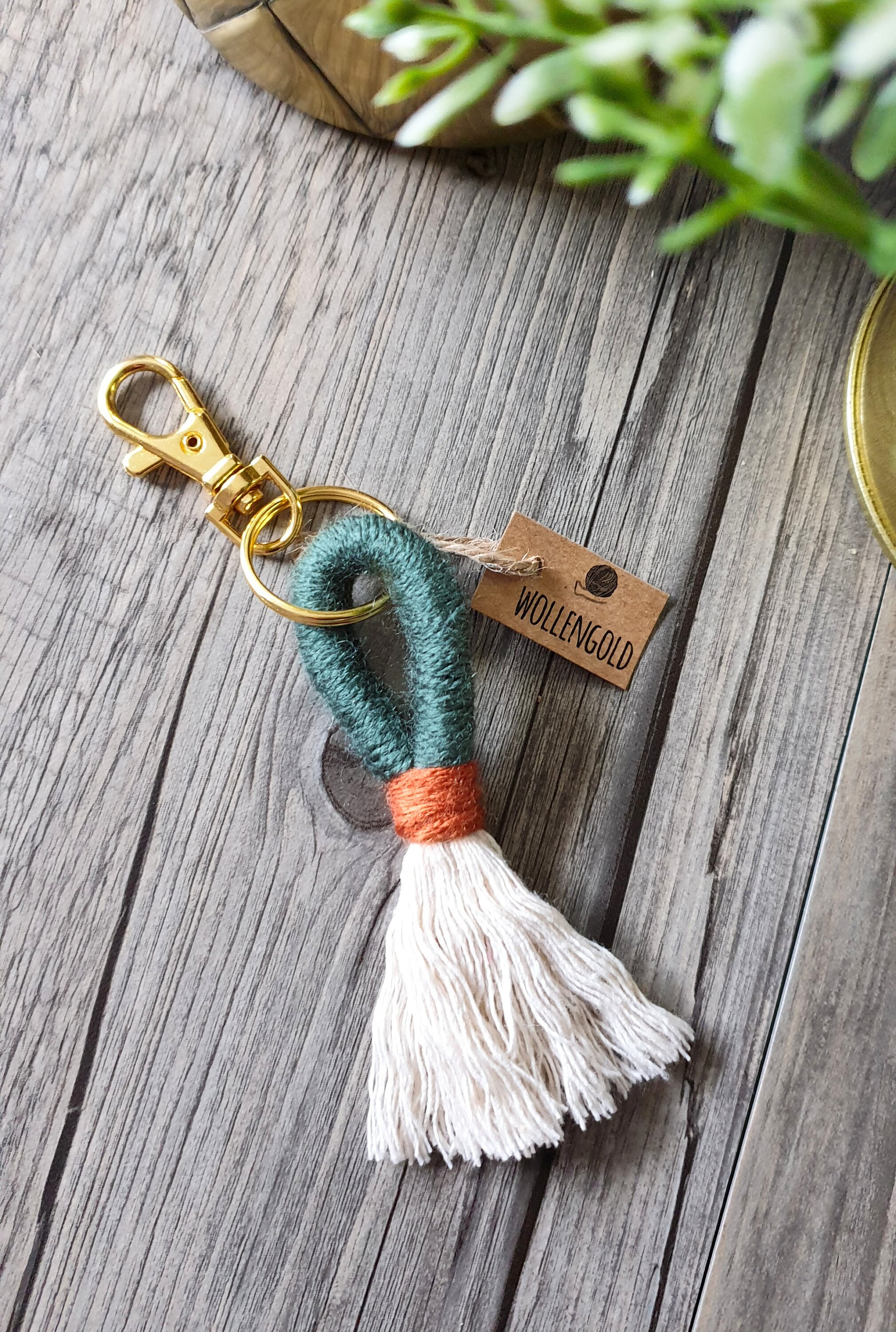 Macrame Loop Keychain Boho Cotton Bag Tag Choose Your Colour - Etsy