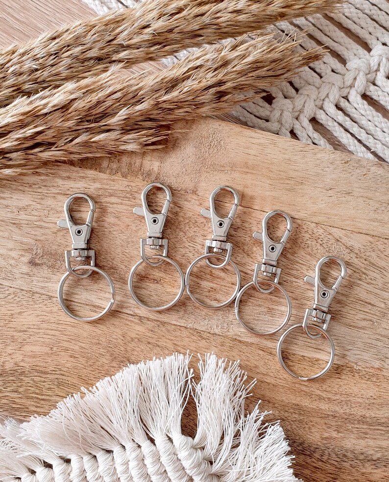 5x 10x Silver Keychain Ring & Hook DIY Metal Carabiner Bag Tag - Etsy
