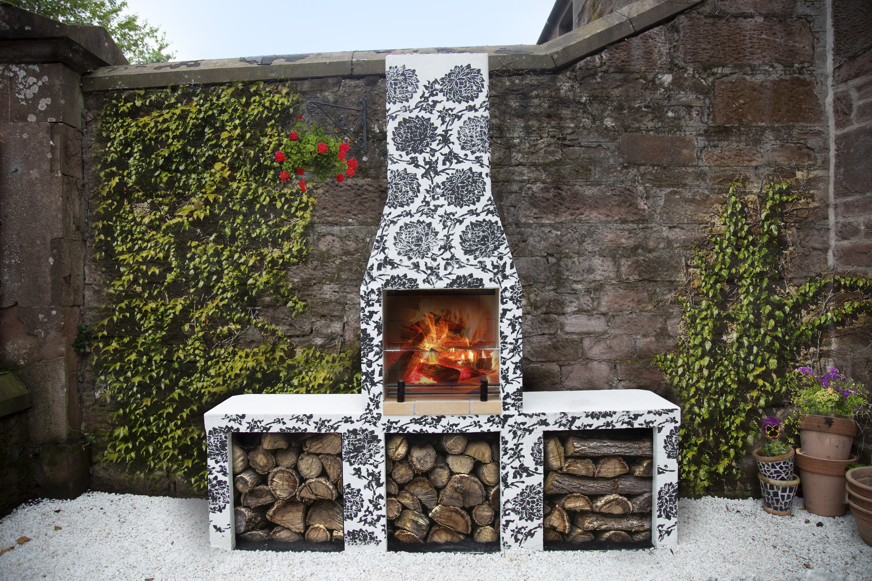 Natural Outdoor Garden Fireplace / Barbecue Made From Volcanic Pumice ...