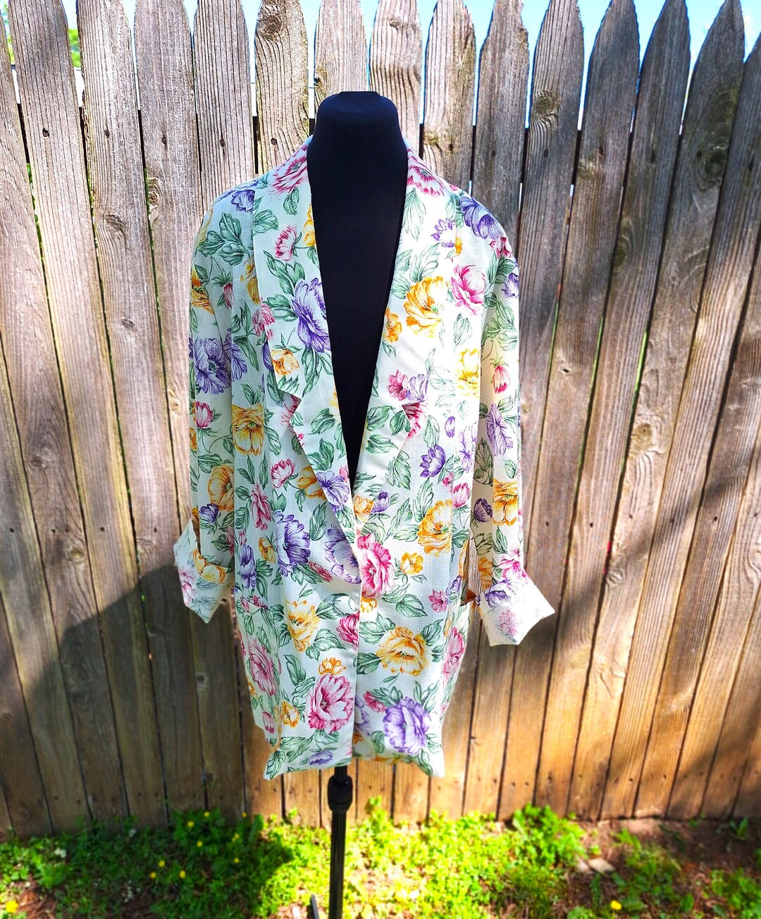 XL Plus Size Vintage Floral Blazer/'oversized' Long Blazer for Many ...