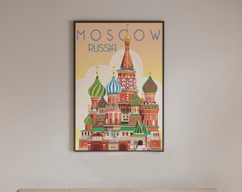 Moscow Art Russia Travel Poster Vintage Home Decor Print Retro - Etsy