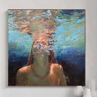 Underwater II - Original Oil Painting, Underwater Art, Woman in the ...