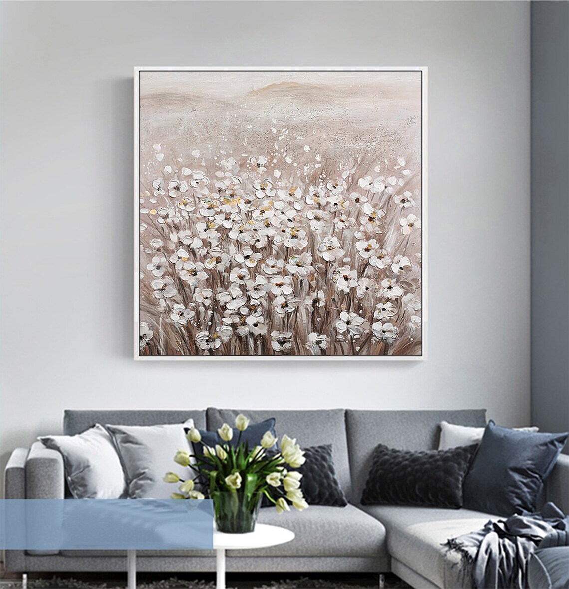 Large Flower Painting on Canvas Floral Wall Art Abstract - Etsy
