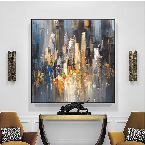 Abstract New York City Oil Painting on Canvas Large Original - Etsy