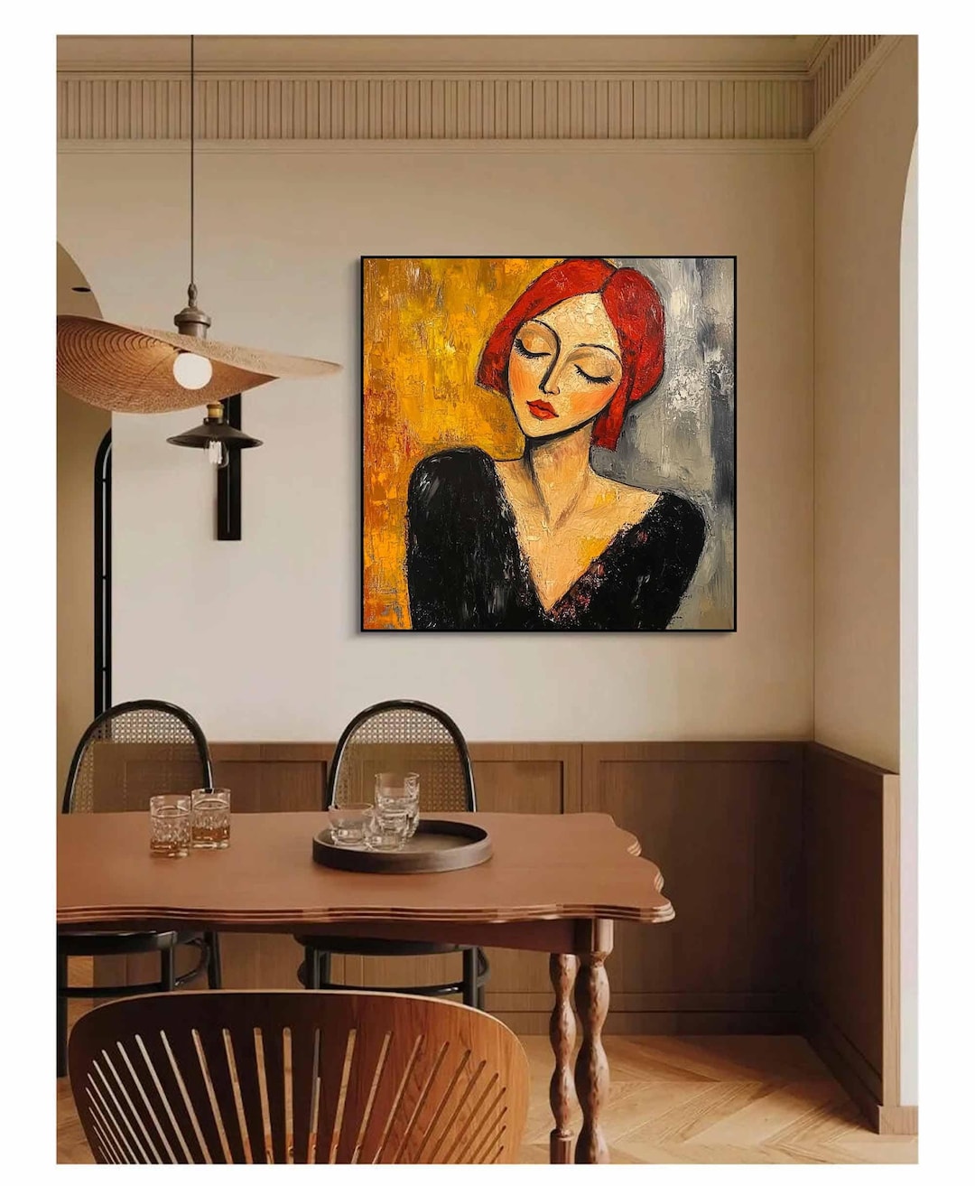 Amedeo Modigliani Style Woman Portrait: Abstract Canvas Art - Etsy