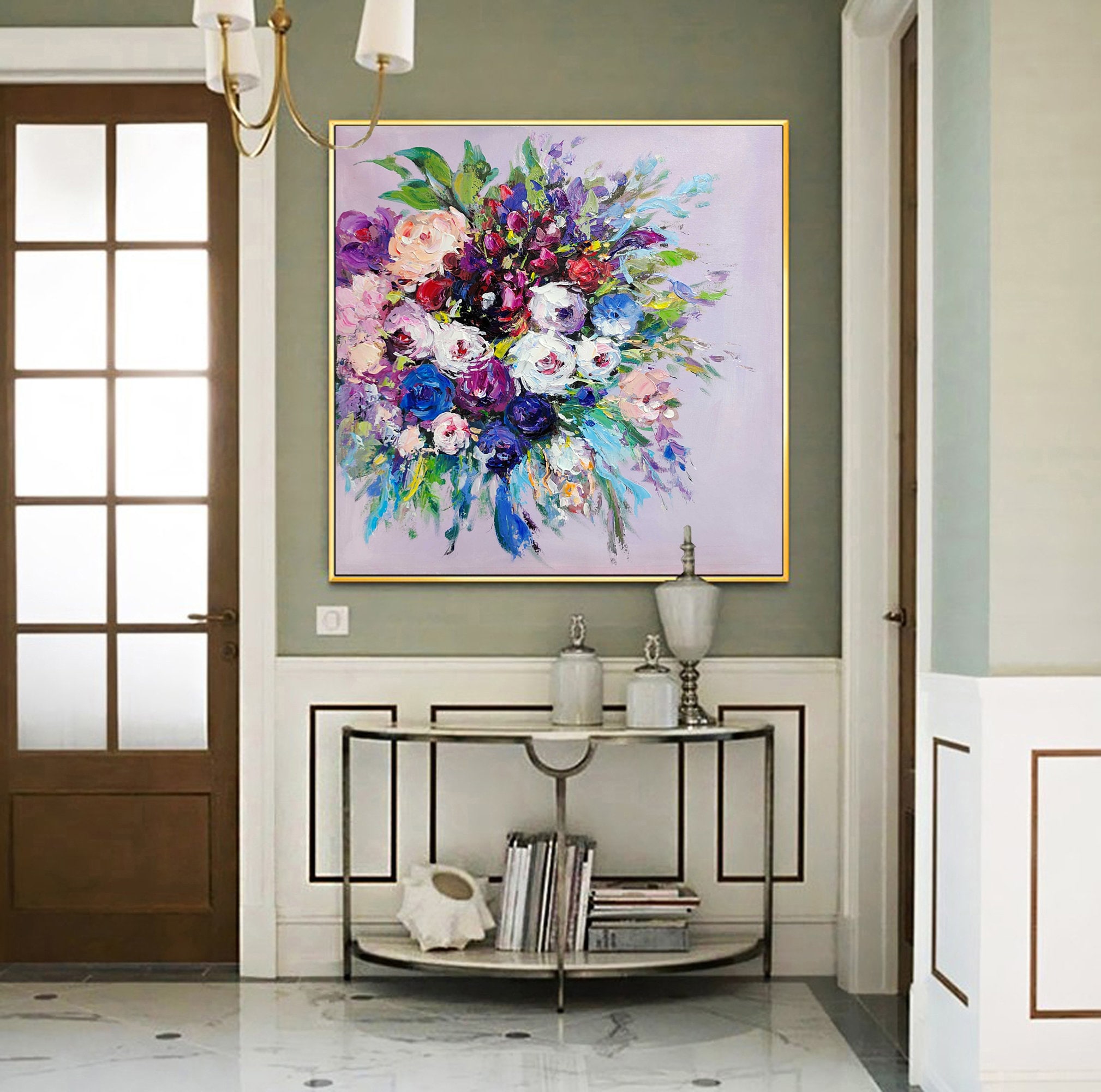 Large Flower Painting on Canvas Floral Wall Art Flower | Etsy