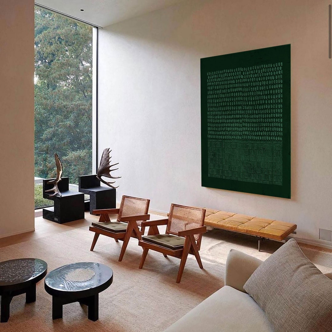 Green Abstract Painting on Canvas Green Bohemian Painting - Etsy