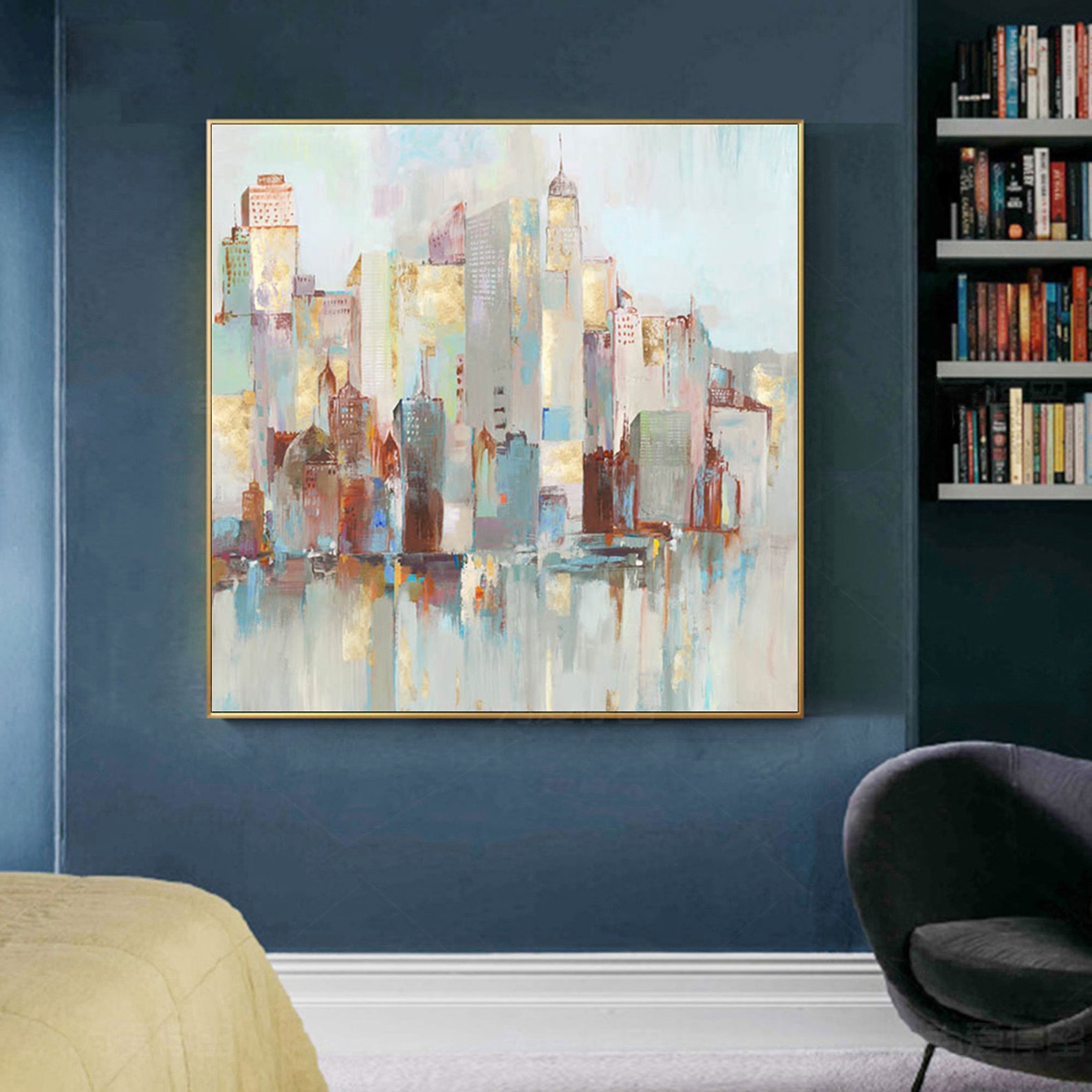 Large City Abstract Painting New York Painting Big Cityscape - Etsy