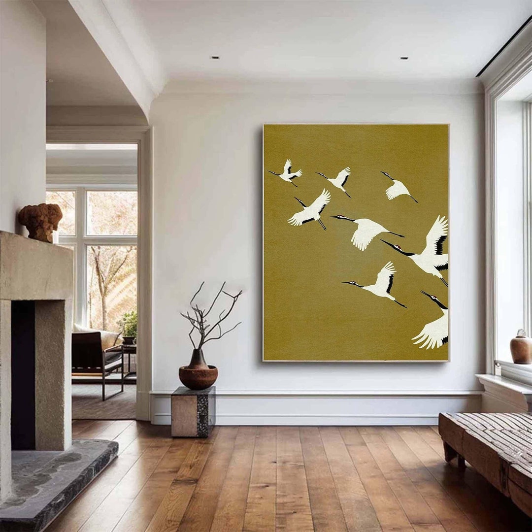 Birds Wall Art Neutral Wall Decor a Flock of Bird Wall Painting on ...