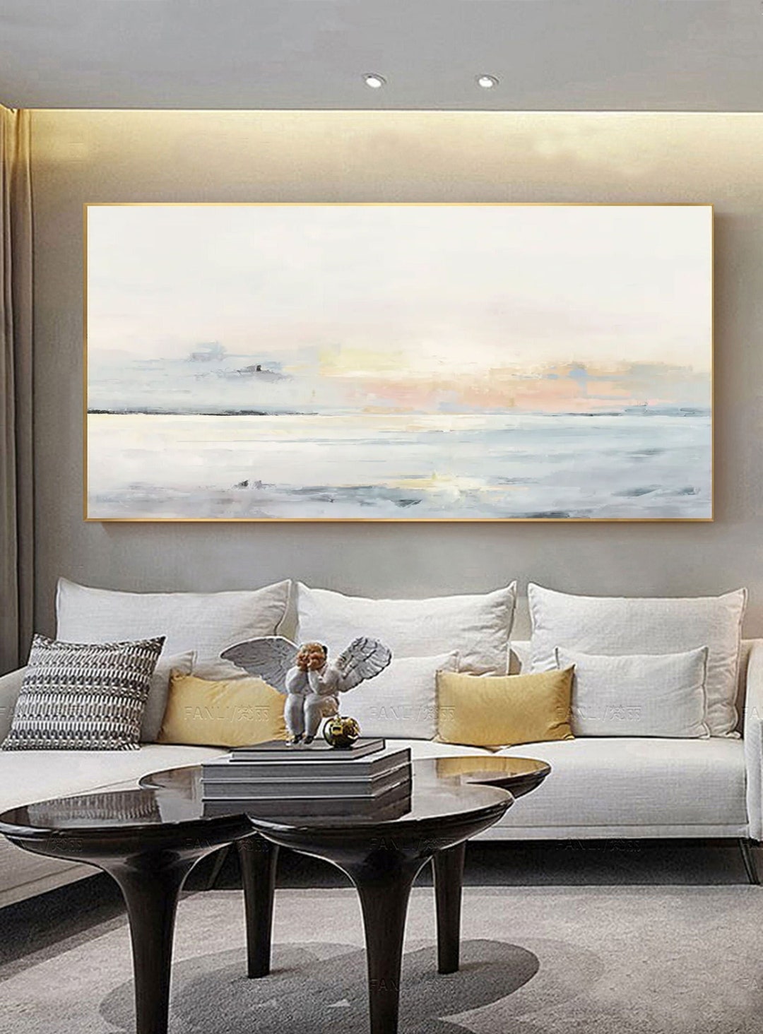 Large Ocean Sunset Painting Coastal Wall Art Ocean Painting Sea Level ...
