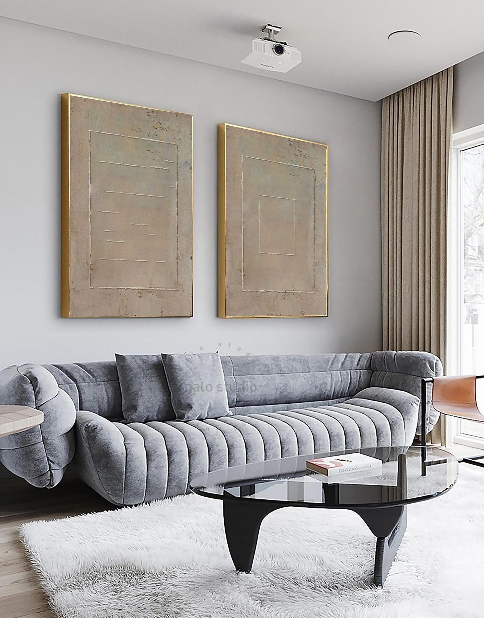 Set of 2 Brown Wall Painting A Pair Brown Abstract Art Canvas - Etsy