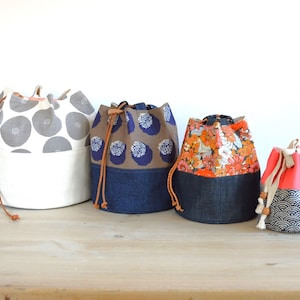 Drawstring Project Bag PATTERN, 4 Sizes, Beginner Bag Pattern, Japanese ...
