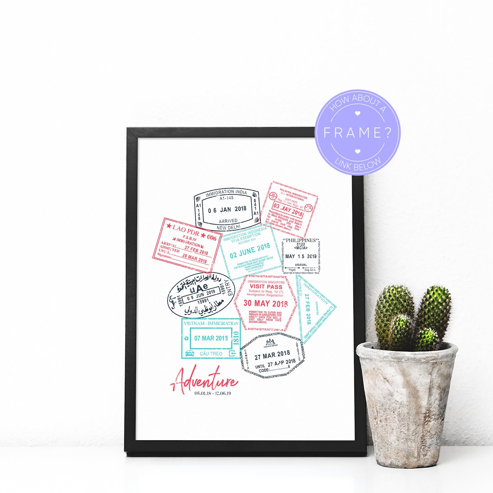 Custom Passport Stamp Print Perfect Gift for A Returning - Etsy UK