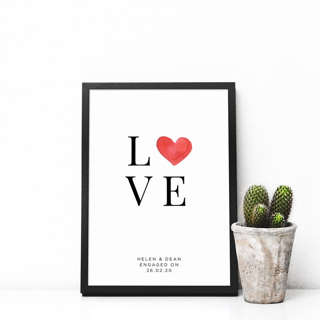 Custom LOVE Print, With Personalised Names and Date - Etsy