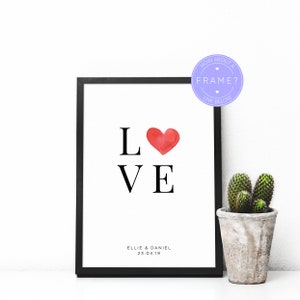 Custom LOVE Print, With Personalised Names and Date - Etsy