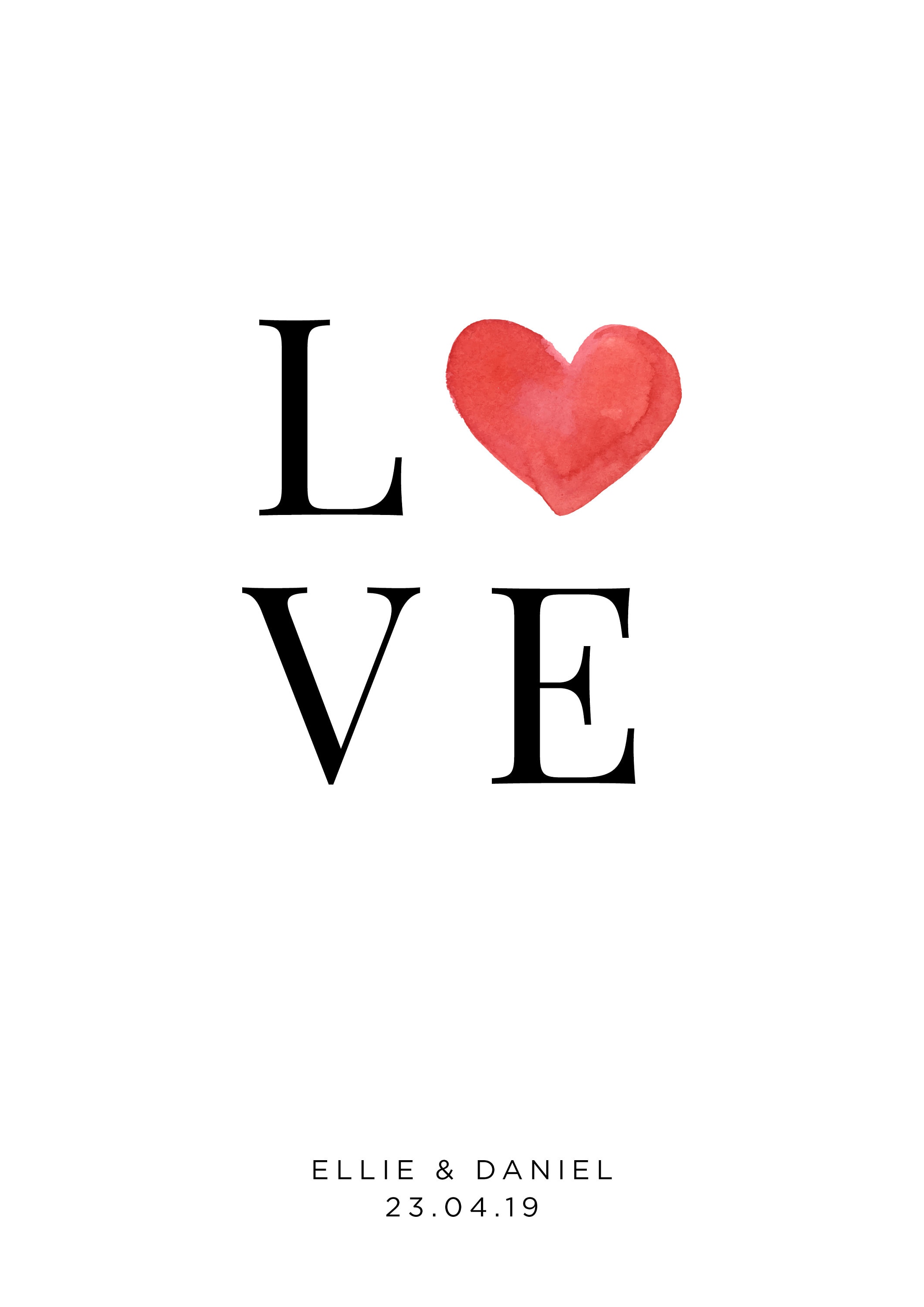 Custom LOVE Print With Personalised Names and Date With A4 - Etsy UK