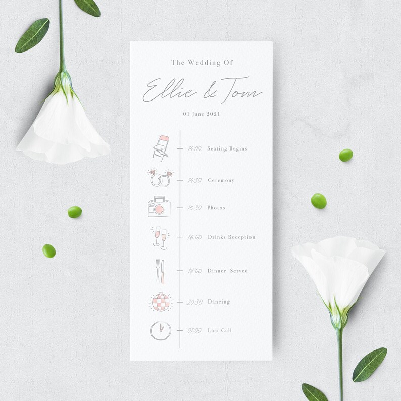 Wedding Order of Service Template Printable DL 99mmx210mm - Etsy